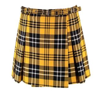 Dior Yellow Checked Pleated Mini Skirt Size XS