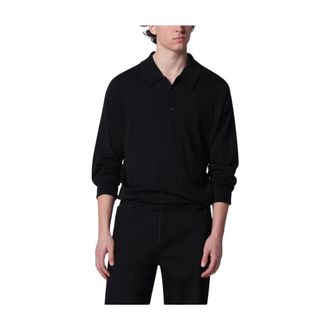 John Smedley Polo &agrave; manches longues Finchley - Homme - Pulls - Noir - Taille: XL