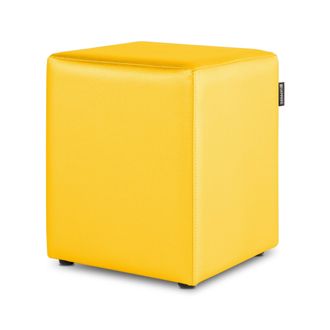 Happers Sitzwürfel aus Kunstleder Gelb. Sitzhocker und Fußstütze für das Wohnzimmer oder Schlafzimmer