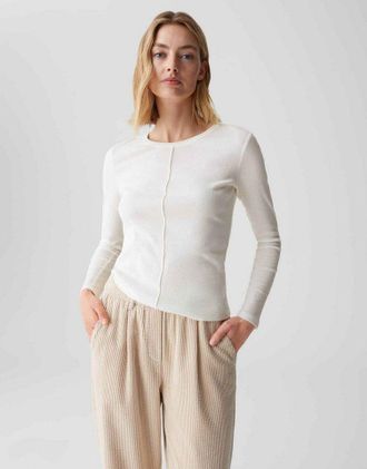 OPUS Langarmshirt SADALIE Slim aus BCI Cotton Mix schmale Passform, weicher Griff, elastischer Stoff