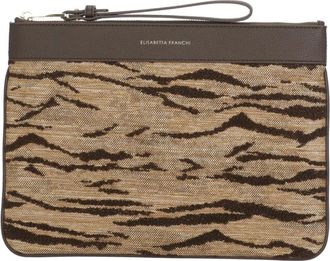Elisabetta Franchi Femme, Sacs, Brun, Taille: ONE Size Tiger-Stripe Clutch