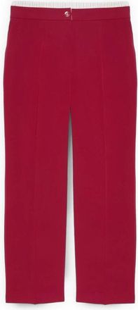 Fiorella Rubino Femme, Pantalons, Rouge, Taille: 48 FR Pantalon Large avec D&eacute;tail de Taille Ray&eacute;e