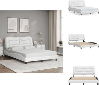 vidaXL Bettgestell mit Kopfteil Weiß 120x200 cm Kunstleder - Bettsystem - Doppelbett - Weißes Bett - Schlafzimmermöbel - Boxspringbetten