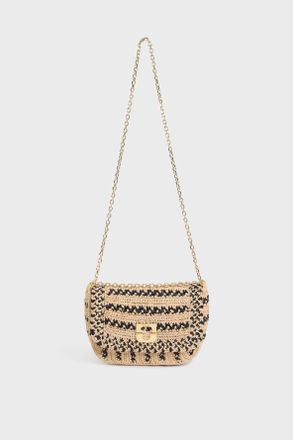 Gerard Darel Sac port&eacute; travers en raphia - LE CAROLYN - Ficelle/Noir