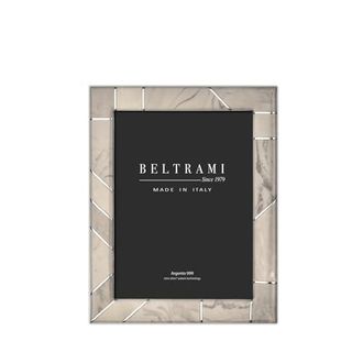 BELTRAMI Belcom 1 RAHMEN WEISSER CARRARA-MARMOR SILBER CM10X15, Holz Miro Silbermetall Glas Karton, silberfarben