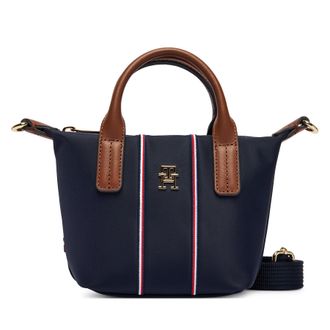 Tommy Hilfiger Handtasche Tommy Hilfiger Popette Micro Tote Corp AW0AW18552 Dunkelblau