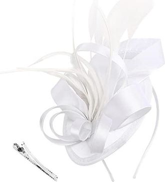 Dreshow Fascinators Chapeau Rubans Plumes sur un Bandeau Clip Cocktail Tea Party Chapeaux pour Filles et Femmes