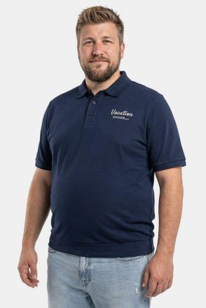 Men Plus Poloshirt Poloshirt Bauchfit Piqu&eacute; Brustprint Halbarm