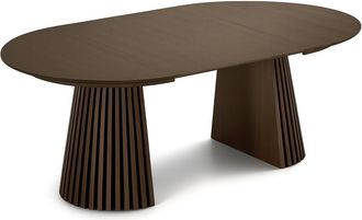 ebuy24 Esstisch Tokyo inkl. 2 Zusatzplatten &Oslash;120x120-160-200cm Eiche Furnier, runder oder ovaler Esstisch f&uuml;r 4-8 Personen (Eiche Smoked)