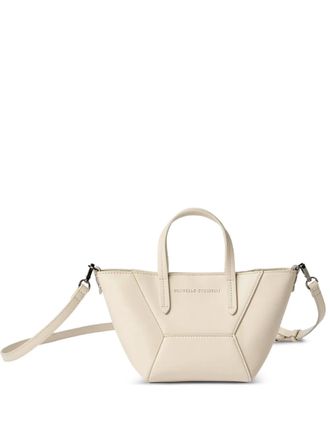 Brunello Cucinelli mini sac &agrave; main BC Duo en cuir - Tons neutres