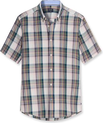Olymp Casual, Regular Fit, Kurzarmhemd mit Glencheck-Muster in