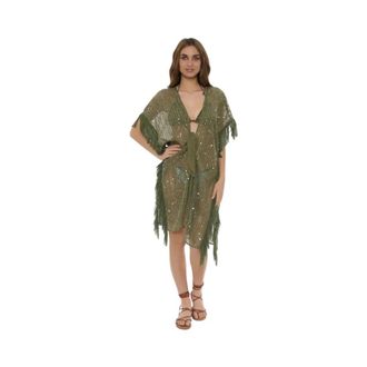 Miss Bikini Femme, Vestes, Vert, Taille: ONE Size Cape en r&eacute;sille &agrave; sequins