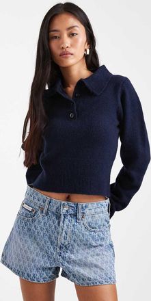 Calvin Klein Jeans Short en jean style ann&eacute;es 90 - Imprim&eacute; monogramme effet d&eacute;lav&eacute;-Bleu