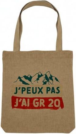 Fabulous Sac Shopping Tote Bag Aspect Lin - JPeux Pas Jai GR 20 Randonn&eacute;e France Corse Montagne - Sac de Courses Toile Epaisse 360g Beige Naturel Cabas Port&eacute; E