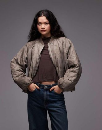 Collusion Oversize-Bomberjacke in verwaschenem Khaki-Grün