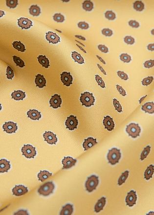 Mango Foulard 100 % soie imprim&eacute; jaune - Homme - Taille unique - MANGO MAN