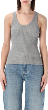 Ganni Femme, Tops, Gris, Taille: 38 FR Cotton Rib Tank Top