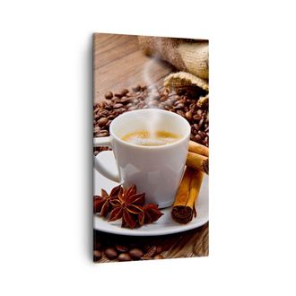 Arttor Bilder auf Leinwand Kaffee schwarz Fr&uuml;hst&uuml;ck Schokolade Leinwandbild mit Rahmen 45x80cm Wandbilder Dekoration Wohnzimmer Schlafzimmer Deko Klein Wandd