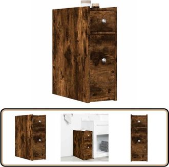 vidaXL Badschrank Schmal mit Rollen Räuchereiche Holzwerkstoff - Vidaxl