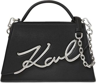 Karl Lagerfeld sac à bandoulière Signature en cuir - Noir