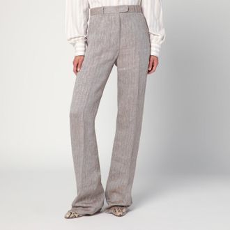 Max Mara Beige gerade Leinenhose