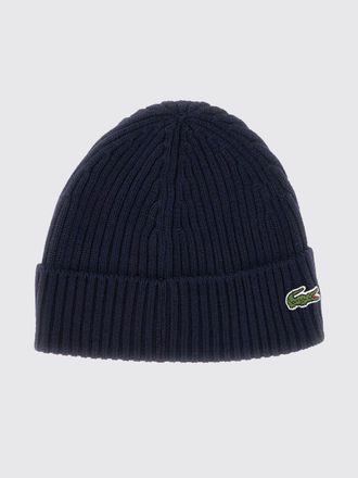 Lacoste Bonnet beanie en pure laine c&ocirc;tel&eacute;e avec revers et logo brod&eacute;