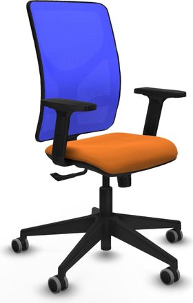 Piqueras y Crespo B&uuml;rostuhl mit 2D-Armlehnen, h&ouml;henverstellbare Lendenwirbelst&uuml;tze, ausgestattet mit 3 Positionen und Schneideschaum, Blau/Orange