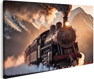 Islandburner Tableau sur toile Ancien train &agrave; vapeur Ancienne locomotive &agrave; vapeur Cadre Affiche Poster Murale Tableaux