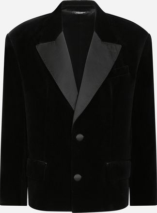 Dolce & Gabbana Einreihige Oversize-jacke Aus Samt - Mann Anzüge Und Blazer Schwarz 48