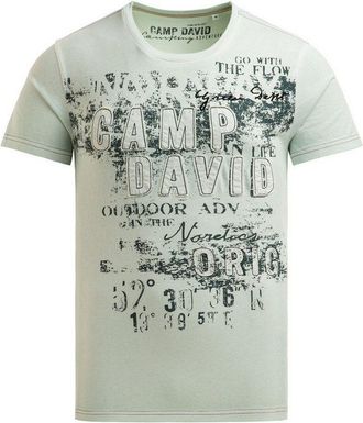 Camp David Rundhalsshirt mit Kontrastn&auml;hten