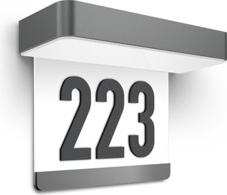 Steinel My Xsolar SOL-O HN, Solar Hausnummernschild Weiß, beleuchtete Hausnummer, erhabene Ziffern individuell wählbar