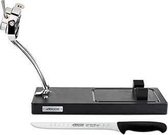 Arcos Jamonero Set Edelstahl AISI-304, Profi-Kochmesser 240 mm, Inklusive Schutzh&uuml;lle, Perfekt f&uuml;r K&uuml;che, Schwarz