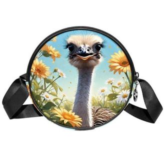 Generic Sac &agrave; bandouli&egrave;re rond pour femme, petit sac &agrave; bandouli&egrave;re avec fermeture &eacute;clair et bretelles r&eacute;glables style d&eacute;contract&eacute; pour femmes et filles