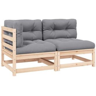 vidaXL Salon de jardin 2 pcs avec coussins Bois de pin massif