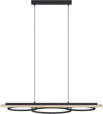 Eglo LED Pendelleuchte Boyal, 3-flammige H&auml;ngelampe, H&auml;ngeleuchte aus Metall, Holz, Kunststoff, Esstischlampe in Schwarz, Braun, Wei&szlig;, Wohnzimmerlampe h&auml;ng