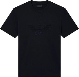 Emporio Armani Homme, Tops, Bleu, Taille: XL T-shirt en coton jersey simple &eacute;pais