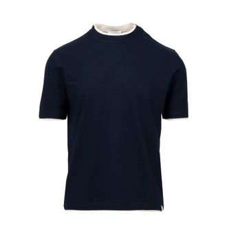 Paolo Pecora Blaue Baumwoll-T-Shirts und Polos - - Tops - Herren - Blau - XL