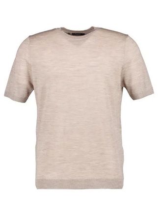 Maerz MAERZ Muenchen Herren Kurzarmpullover beige Merinowolle unifarben