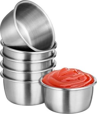 TOPBATHY Tasse &Agrave; Sauce En Acier Inoxydable 5.5X5.5X3 Cm Lot De 6 Coupelles &Agrave; Condiments R&eacute;utilisables Bols &Agrave; Tremper Pour Barbecue D&icirc;ner Et Service De Table