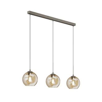 Lindby Suspension en verre Sofian &agrave; intensit&eacute; variable (Moderne) Beige Verre e. a. pour Salon & Salle manger (&agrave; 3 lampes, E27) Luminaire Lampe plafond Plafon