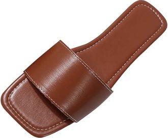 Generic Sandales plates &agrave; bout ouvert pour femme - Couleur unie - &Eacute;l&eacute;gantes - L&eacute;g&egrave;res - Respirantes - Confortables - &Agrave; enfiler - Pour lext&eacute;rieur et la plage, 