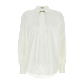 Brunello Cucinelli Hemd aus Baumwoll-Stretch-Popeline - - Blouses & Shirts - Damen - Wei&szlig; - M