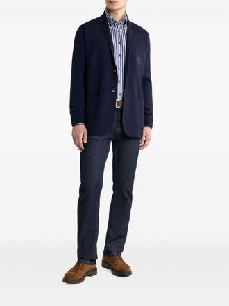 Etro Single-Breasted Wool Blazer - Blue