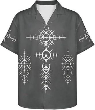 Keephen Nouveaut&eacute; Viking Chemises Hommes/Femmes Viking Animal Impression 3D Chemise Hawaiienne Chemise &agrave; Boutons Cool Plage Vacances Col &agrave; Revers Haut