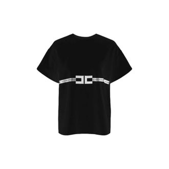 Elisabetta Franchi T-Shirt aus schwerer Baumwoll-Jersey - - Tops - Damen - Schwarzk - S