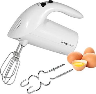 Clatronic elektrischer Handmixer | 250 Watt Motor | 5 Geschwindigkeitsstufen | Auswurftaste | robuste Edelstahlquirle und -knethaken | Spülmaschinengeeignet | H