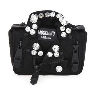 Moschino Schwarze Biker-Tasche mit Juwelen - - Bags - Damen - Schwarzk - ONE SIZE
