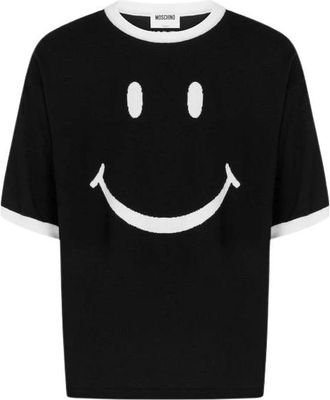 Moschino Homme, Pulls, Noir, Taille: 2XL Smiley Extra-Fine Merino Wool Sweater