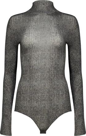 Maison Margiela Herringbone-Rollkragen-Bodysuit - - Tops - Damen - Grau - XS