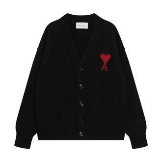 Ami Femme, Pulls, Noir, Taille: 40 FR Quota V-Neck Cardigan